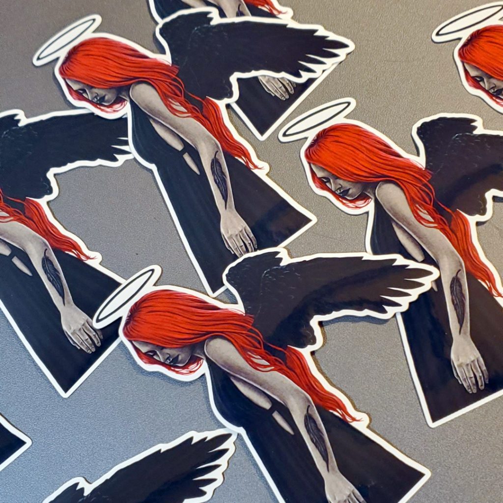 Black Halo Gothic Angel Vinyl Sticker | ElvenstarArt
